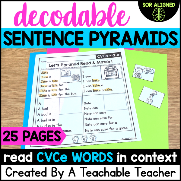 Decodable Sentence Pyramids- CVCe Words – A Teachable Teacher