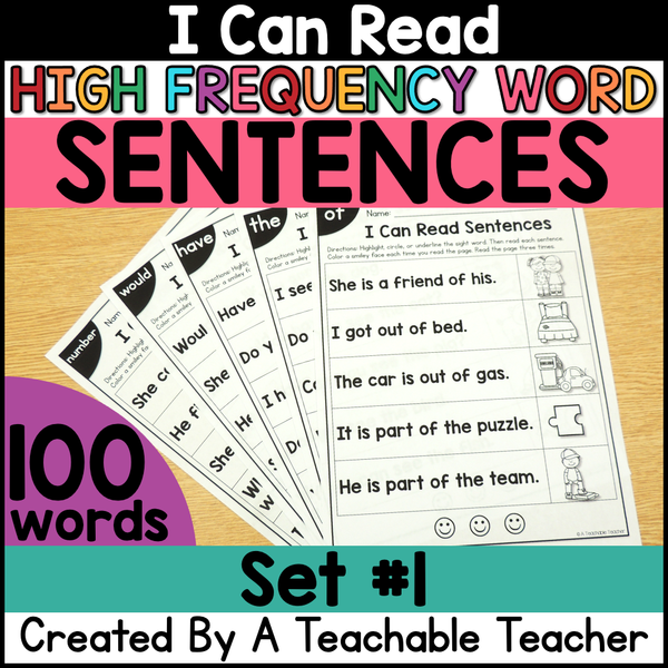 High Frequency Word Sentences for Fluency- Set #1 – A Teachable Teacher