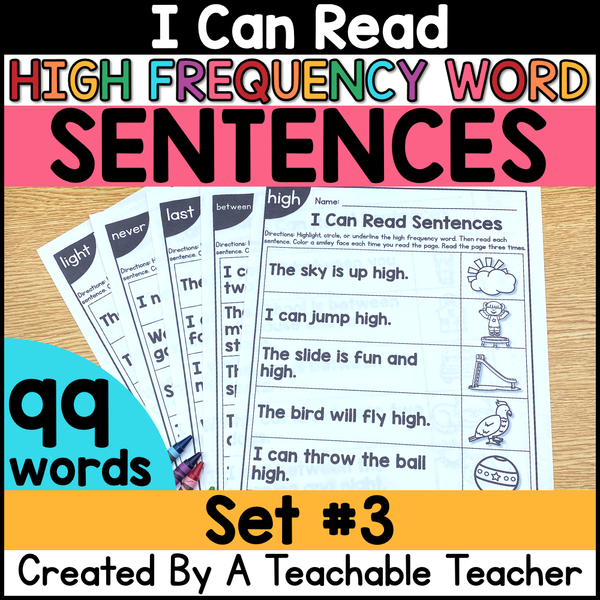 High Frequency Word Sentences for Fluency- Set #3 – A Teachable Teacher