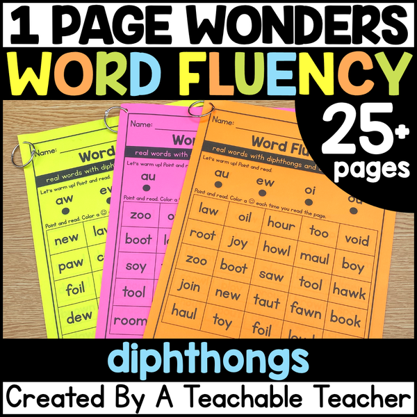 1 Page Wonders for Building Word Fluency - Diphthongs – A Teachable Teacher