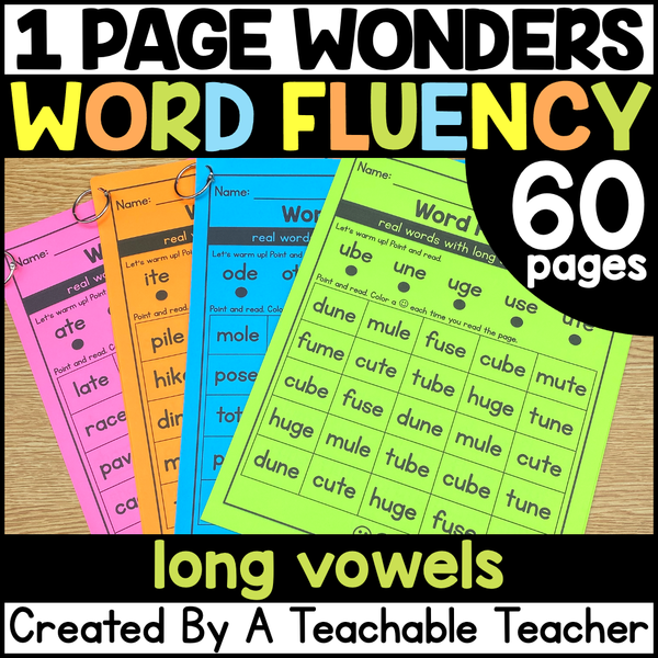 1 Page Wonders for Building Word Fluency - Long Vowels – A Teachable ...