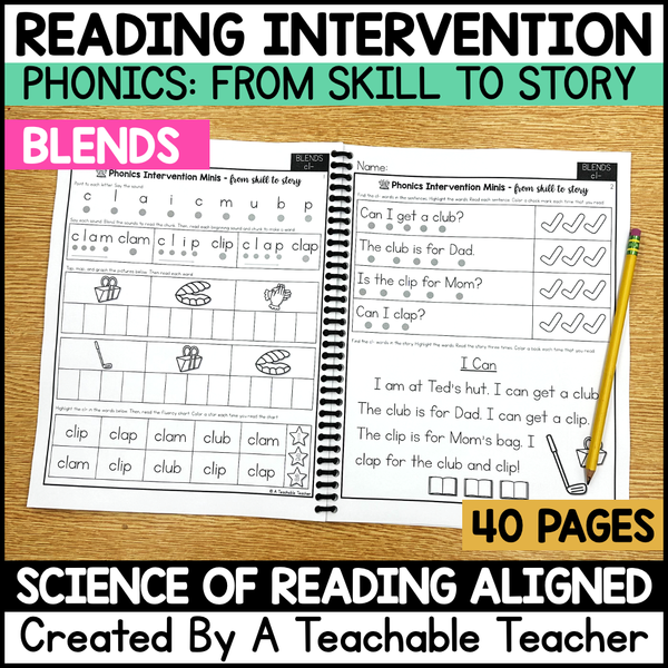 Blends - Words with Blends Worksheets Reading Intervention – A ...