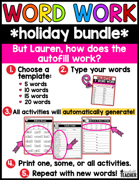 Editable Holiday Word Work- The BUNDLE – A Teachable Teacher