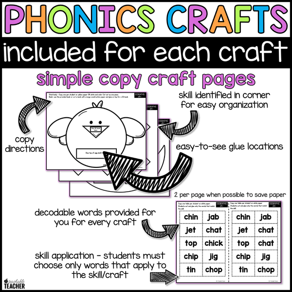Phonics Crafts Growing BUNDLE – A Teachable Teacher