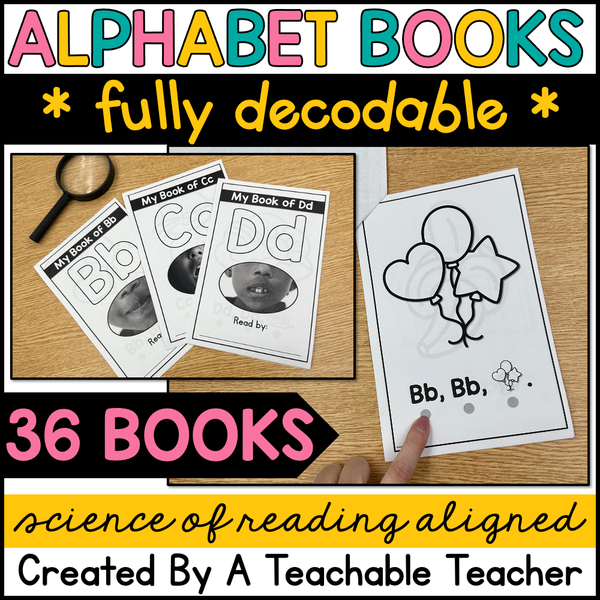 Alphabet Decodable Readers Kindergarten Letter Sound Practice Science ...