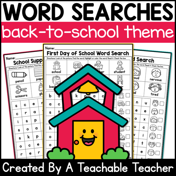 Back to School Themed Word Searches – A Teachable Teacher