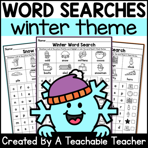 Winter Themed Word Searches – A Teachable Teacher