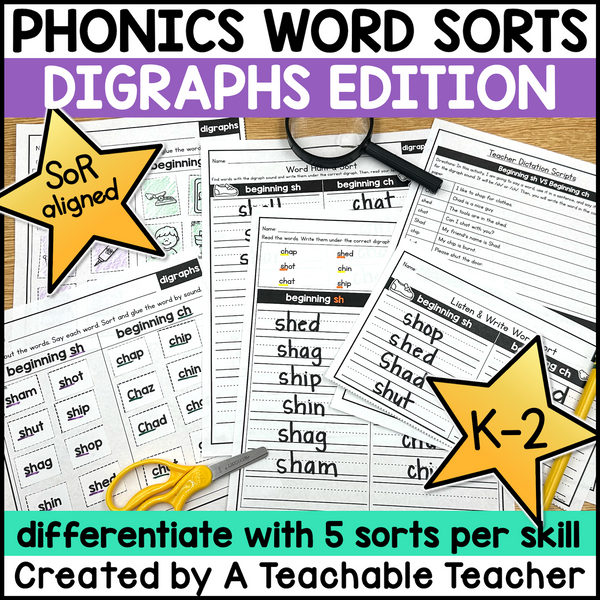 Digraph Word Sorts | Phonics & Decodable Word Intervention Activities ...