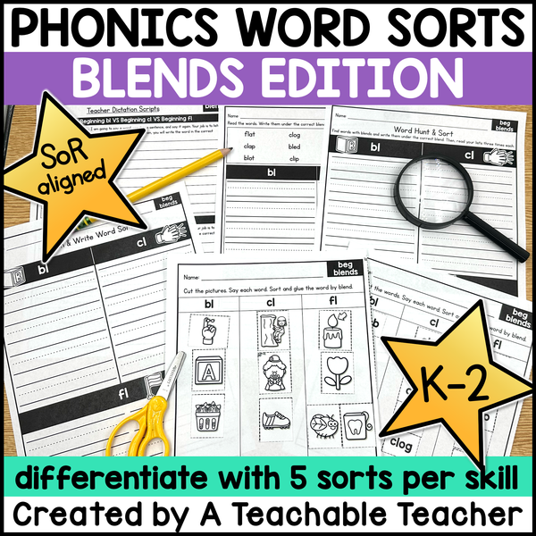 Blends Word Sorts | Phonics & Decodable Intervention Activities for K ...