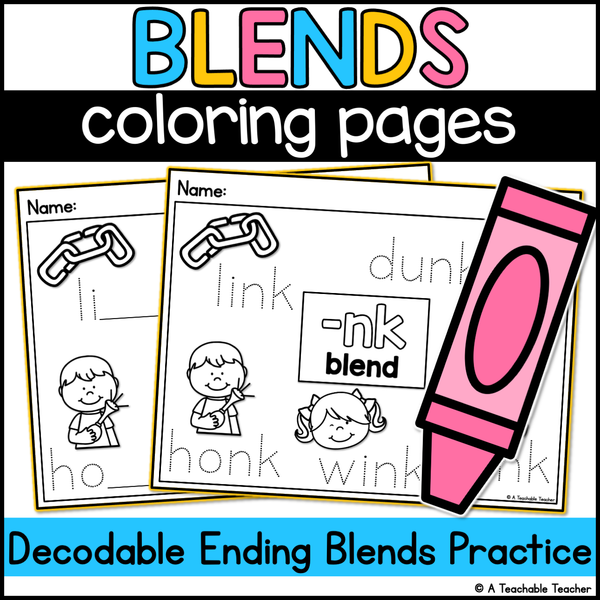 Ending Blends Coloring Pages – A Teachable Teacher