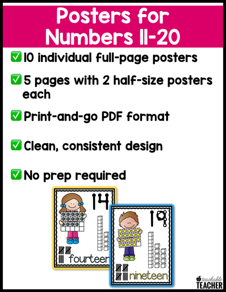 Number Posters - 11-20 – A Teachable Teacher