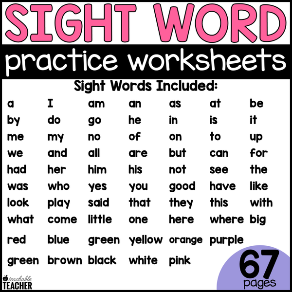 High Frequency Word Practice Pages - K-1 – A Teachable Teacher
