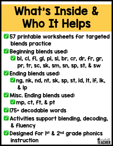 Blend and Read - Words with Blends – A Teachable Teacher