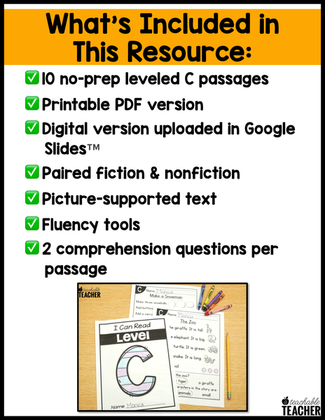 Level C Reading Comprehension Passages and Questions – A Teachable Teacher