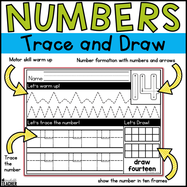 Number Tracing Practice 10-20 Worksheets – A Teachable Teacher