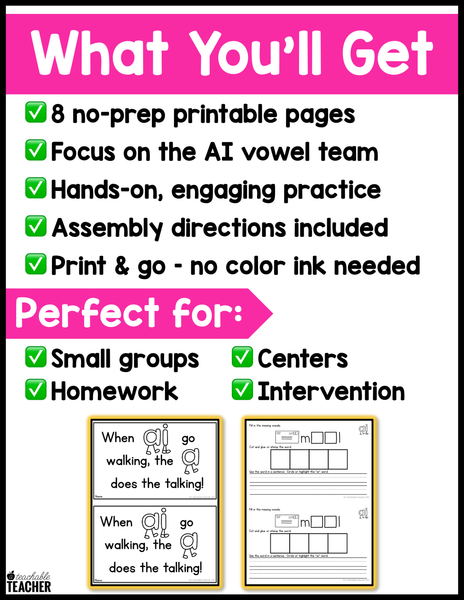 Vowel Team AI Activity Book – A Teachable Teacher