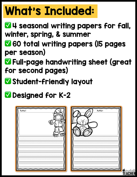 Writing Paper- Seasonal BUNDLE – A Teachable Teacher