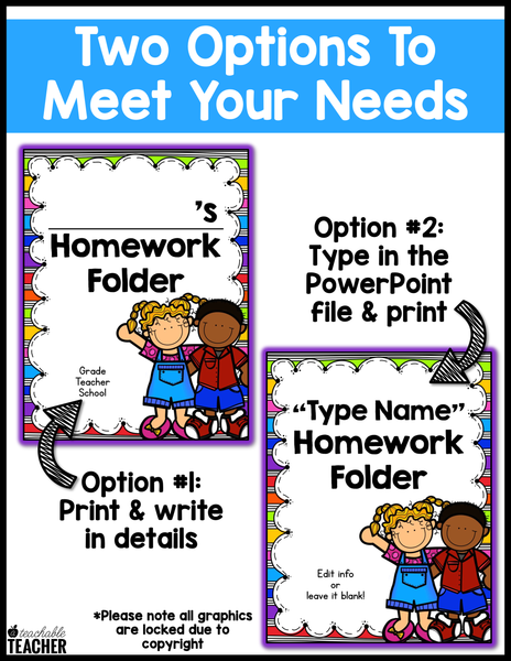 Editable Homework Folder for Primary Grades – A Teachable Teacher