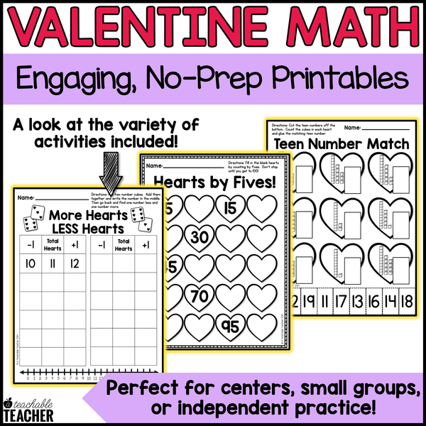 Prepless Kindergarten Valentine Math - 15+ Activities – A Teachable Teacher