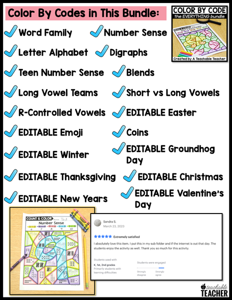 Color by Code- The GROWING BUNDLE – A Teachable Teacher