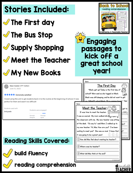 Back to School Reading Comprehension – A Teachable Teacher