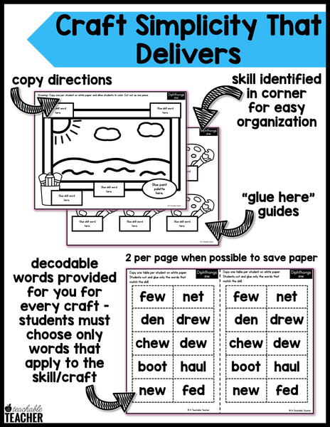 Diphthongs Phonics Crafts – A Teachable Teacher