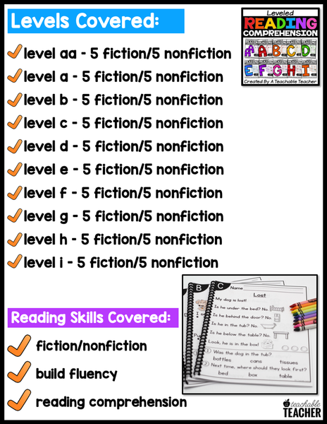 Leveled Reading Passages A-I BUNDLE – A Teachable Teacher