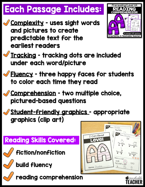 Level AA Reading Comprehension Passages and Questions – A Teachable Teacher