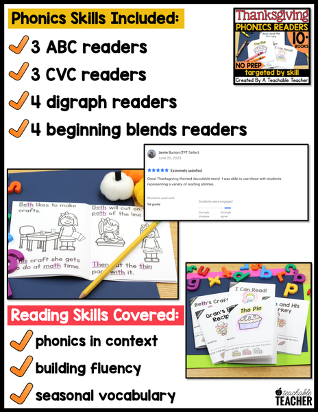 Thanksgiving Decodable Readers – A Teachable Teacher