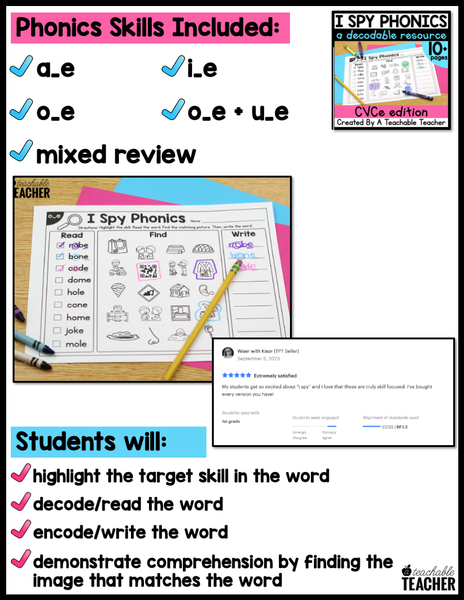 I Spy Phonics: Read & Write CVCe Words – A Teachable Teacher