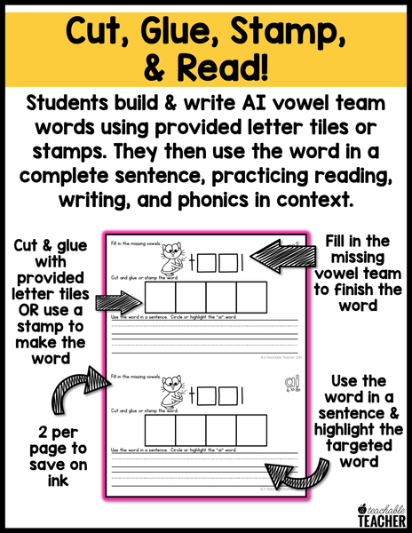 Vowel Team AI Activity Book – A Teachable Teacher