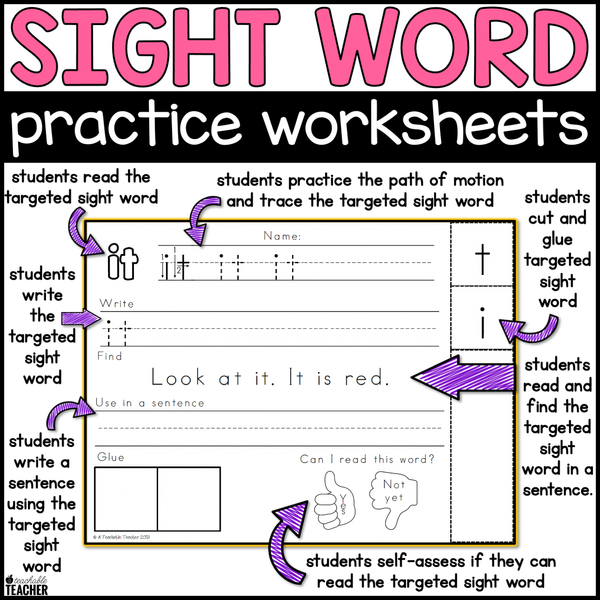 High Frequency Word Practice Pages - K-1 – A Teachable Teacher
