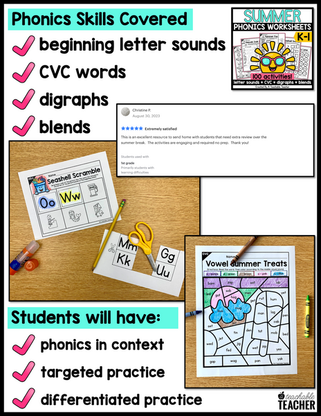 Summer Review Phonics Bundle- NO PREP – A Teachable Teacher