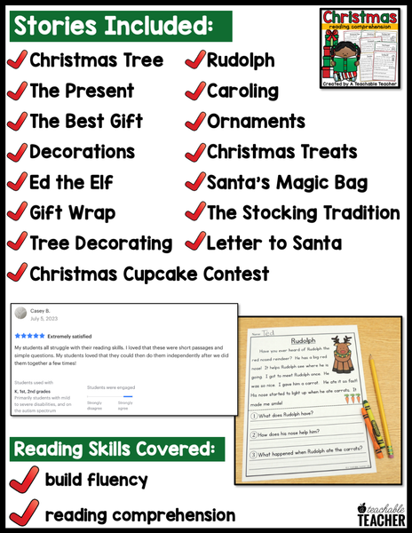 Christmas Reading Comprehension – A Teachable Teacher