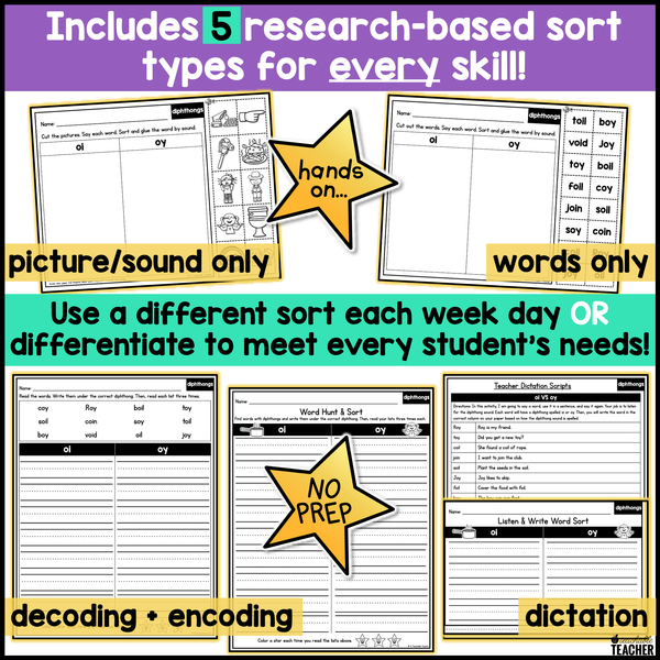 Diphthong Word Sorts | Phonics & Decodable Intervention Activities for ...