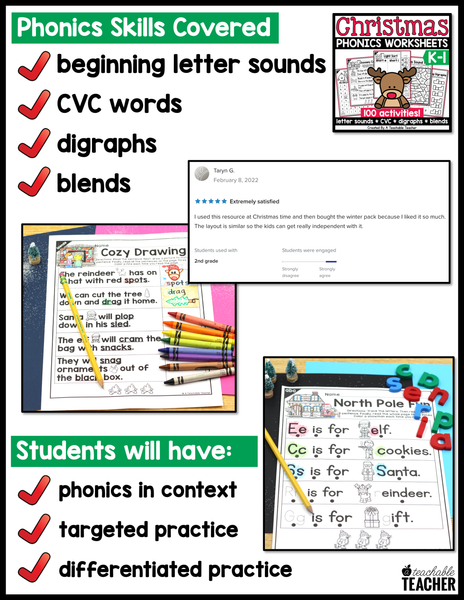 Christmas Phonics Bundle- NO PREP – A Teachable Teacher