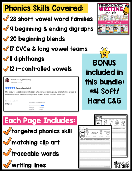 Phonics Based Writing Prompts - The BUNDLE – A Teachable Teacher