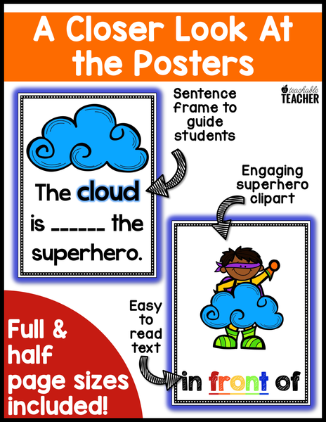 Super Position Words Posters and Minibook - Superhero Theme – A ...
