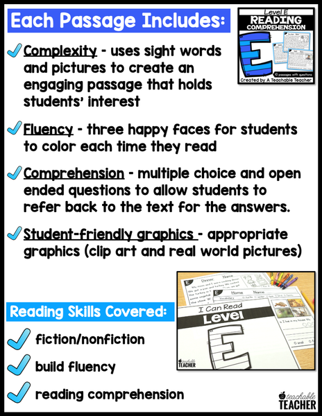 Level E Reading Comprehension Passages and Questions – A Teachable Teacher