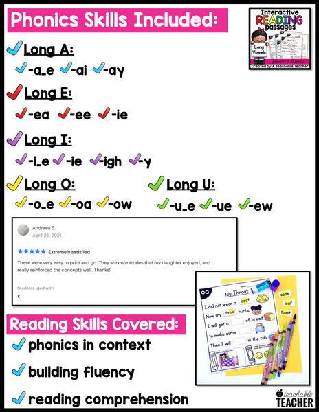 Interactive Reading Passages - Long Vowels – A Teachable Teacher