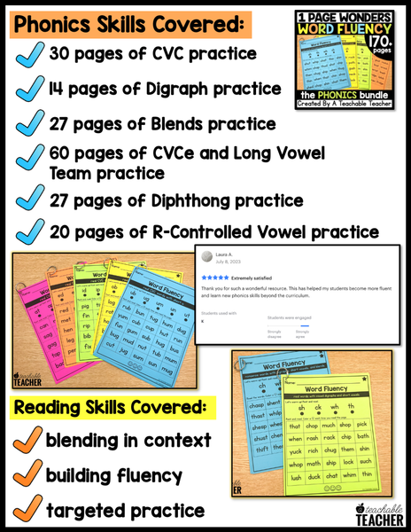 1 Page Wonders for Building Word Fluency - The BUNDLE – A Teachable Teacher