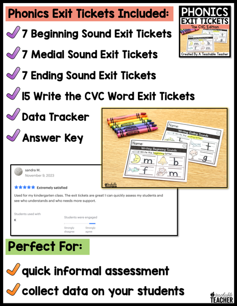 Phonics Exit Tickets - The CVC Edition – A Teachable Teacher