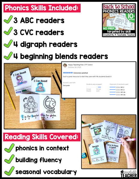Back to School Decodable Readers – A Teachable Teacher