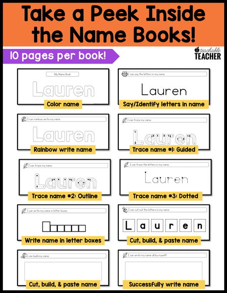 Editable Name Books: Practice Writing First and Last Name – A Teachable ...