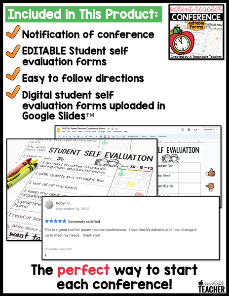 Editable Parent Teacher Conference Forms – A Teachable Teacher