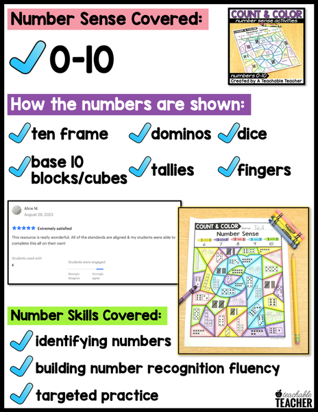Count and Color - Number Sense Activities 0-10 – A Teachable Teacher