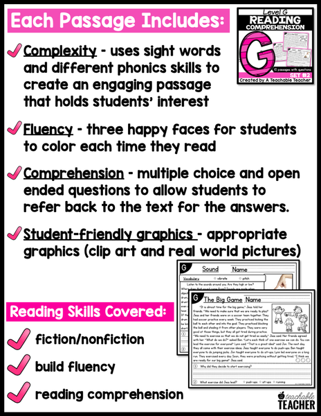 Level G Reading Comprehension Passages and Questions - Set Two – A ...
