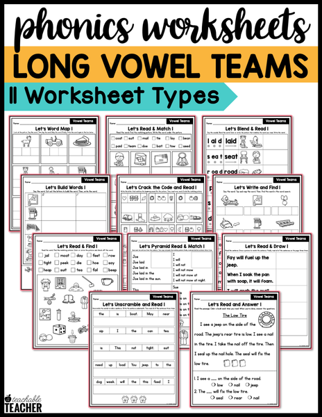 Long Vowel Team Words Phonics Worksheets - The Science of Reading – A ...