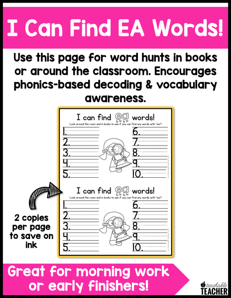 Vowel Team EA Activity Book – A Teachable Teacher