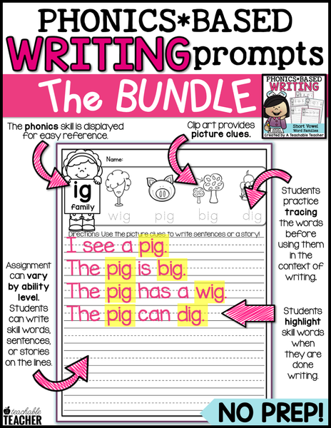 Phonics Based Writing Prompts - The BUNDLE – A Teachable Teacher